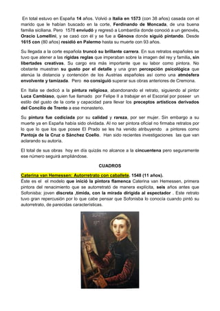 Resumen del catálogo de la Exposición "Dos Pintoras: Sofonisba ...