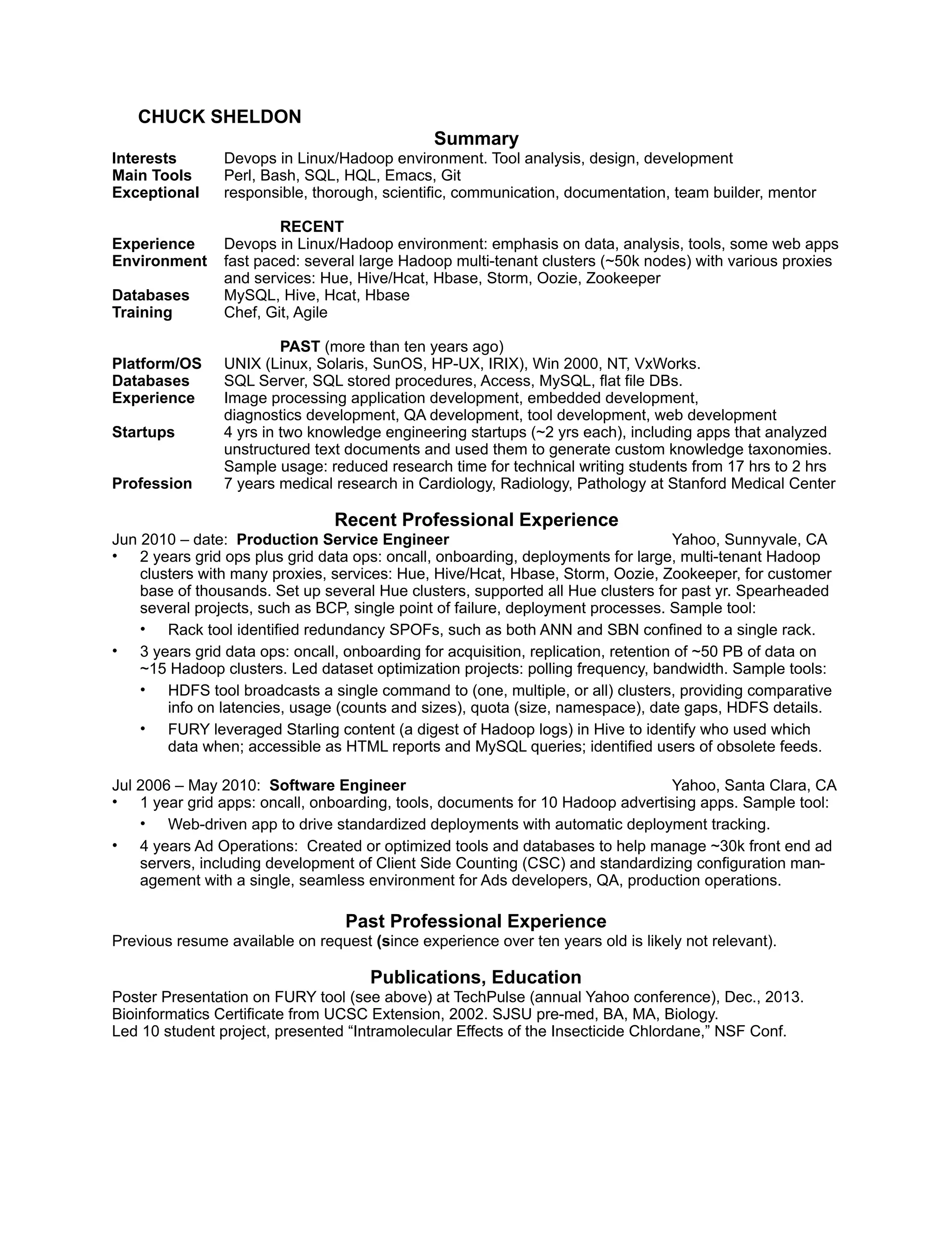 Chuck Sheldon's resume | PDF