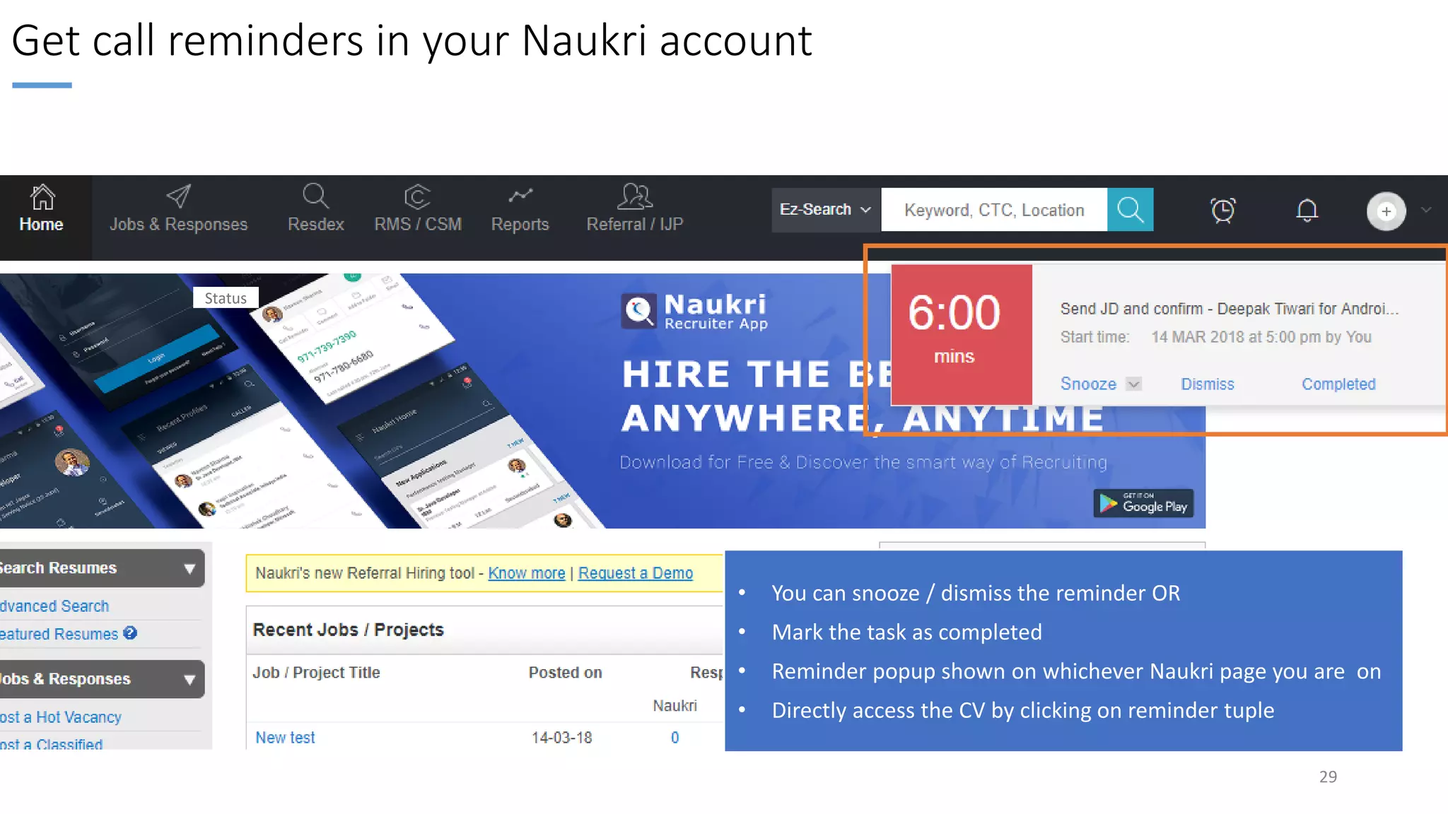 Naukri Resdex - New Features for Recruiter Productivity | PDF