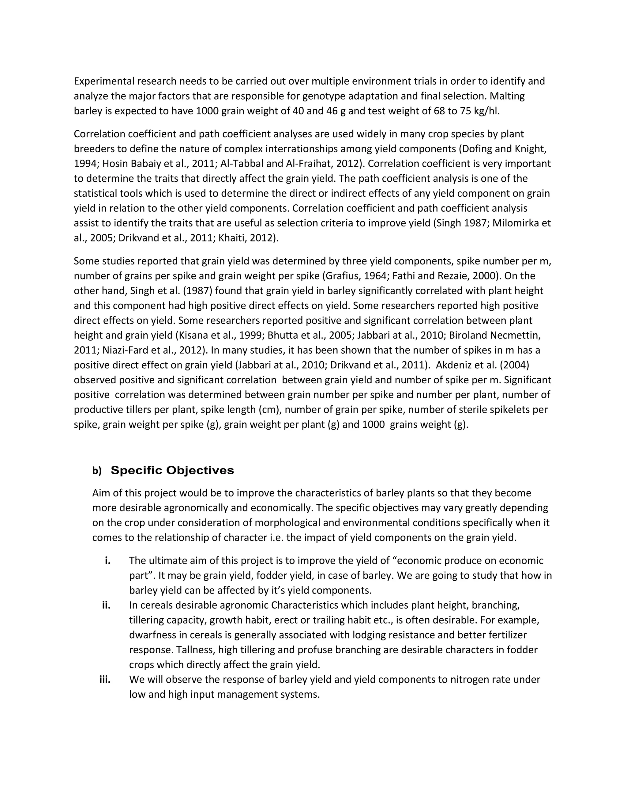 Reseach proposal on barley | PDF