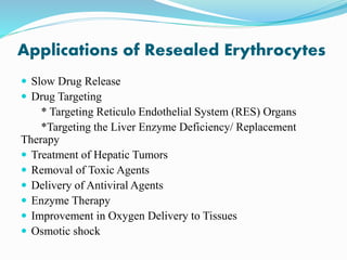 Resealed erythrocytes in drug delivery | PPT