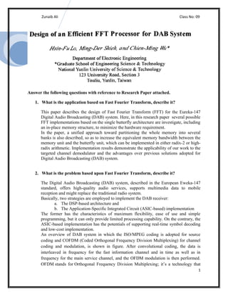 Design of an Efficient FFT Processor ffor DAB System | DOC