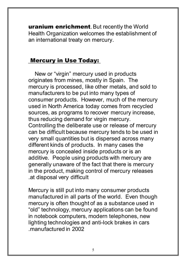 Uses of Mercury(Hg) | PDF