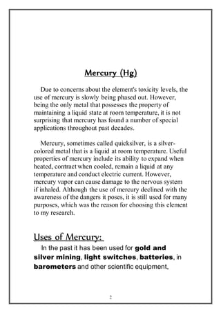 Mercury Element Uses