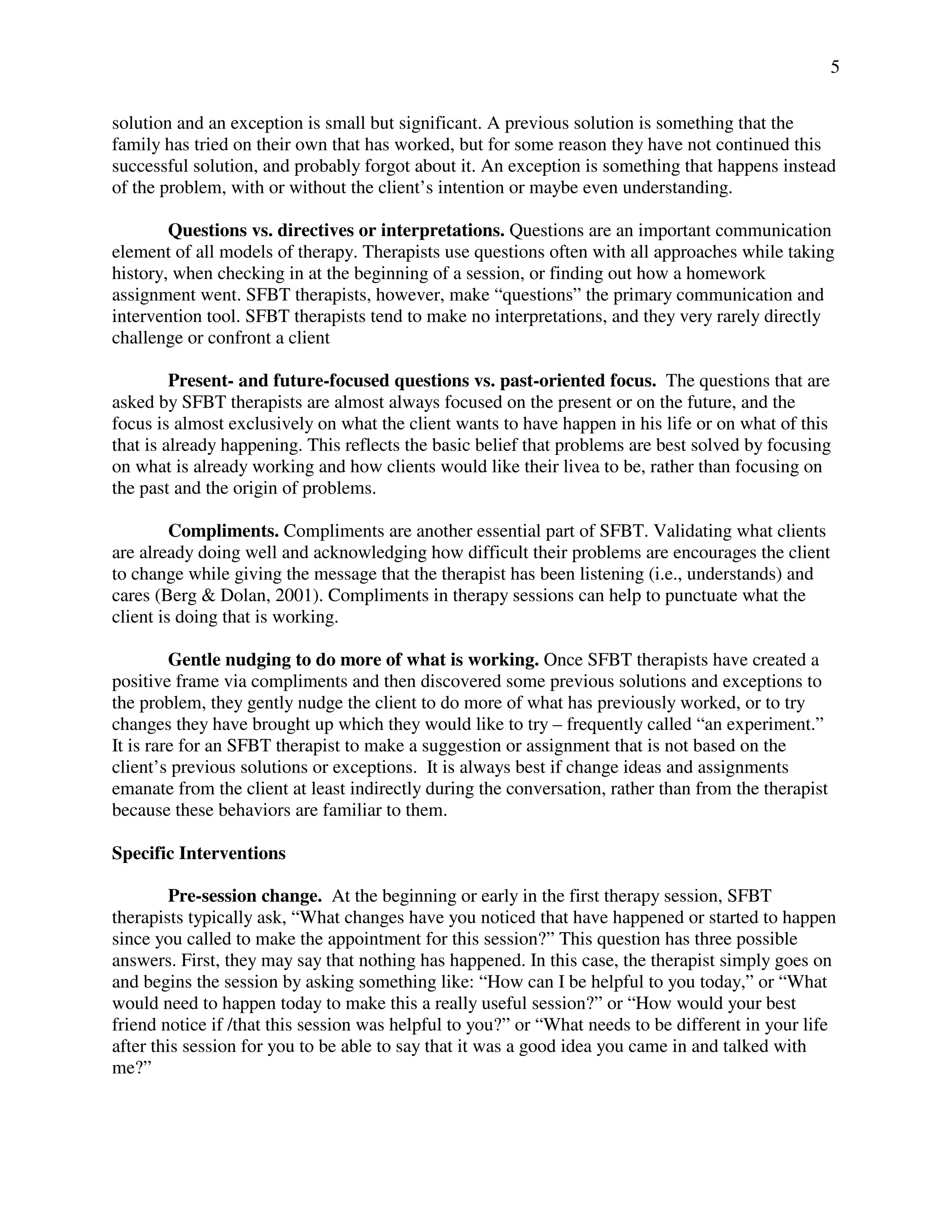 Solution Focused Therapy Treatment Manual | PDF