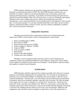 Solution Focused Therapy Treatment Manual | PDF