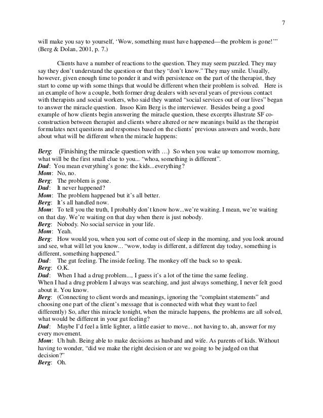 Solution Focused Therapy Treatment Manual