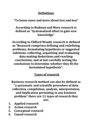 Research: Meaning, Definition and 11 types | DOCX