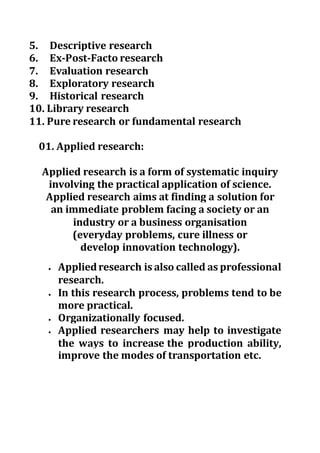 Research: Meaning, Definition and 11 types | DOCX