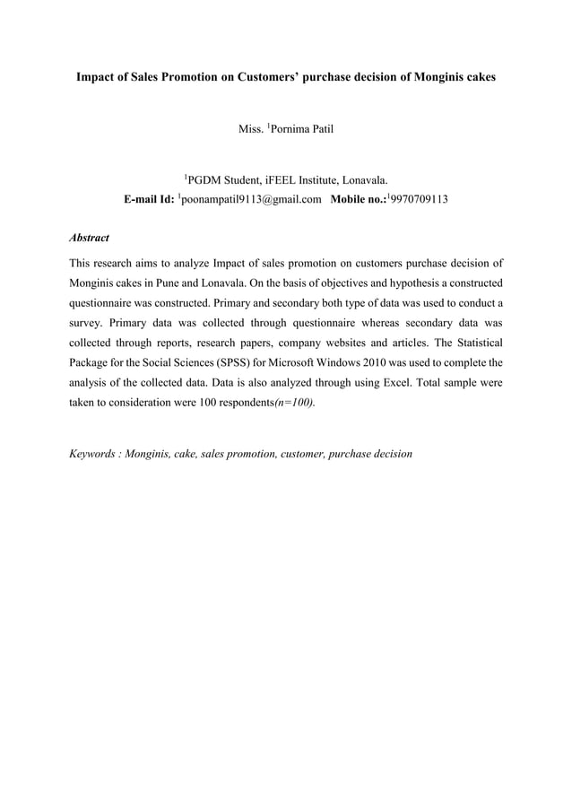 Monginis Research | PDF