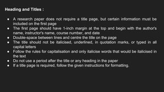 Format of The Research Paper | PPTX