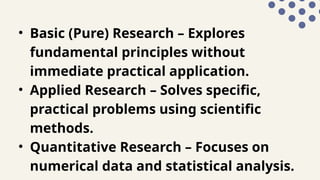 INTRODUCTION TO RESEARCH: DEFINITION, TYPES,IMPORTANCE AND ETHICS | PPTX