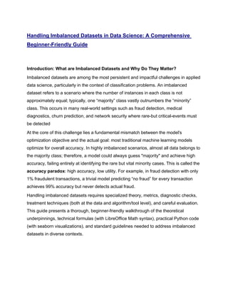 Comprehensive Guide to Handling Imbalanced Datasets in Data Science | PDF