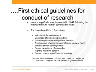 Research ethics | PPTX | Medical Health