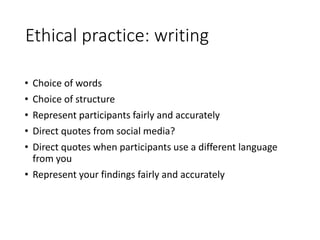 Research Ethics: Ethical practice | PPTX