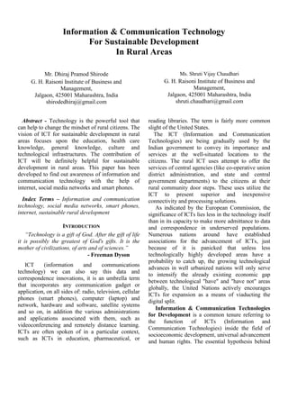 ICT for sustainable development in rural areas | PDF