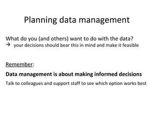 Managing data throughout the research lifecycle | PPT
