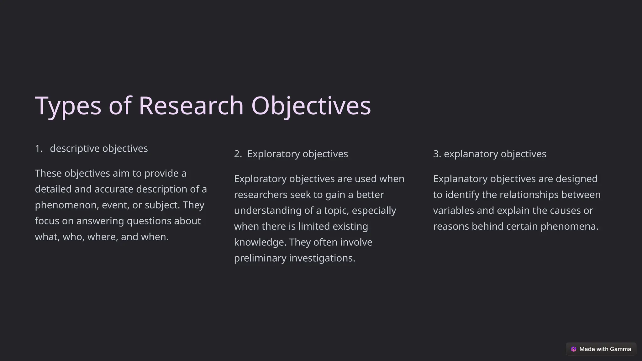 Research objectives types and classification | PPTX