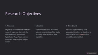 Research objectives types and classification | PPTX