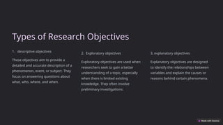 Research objectives types and classification | PPTX