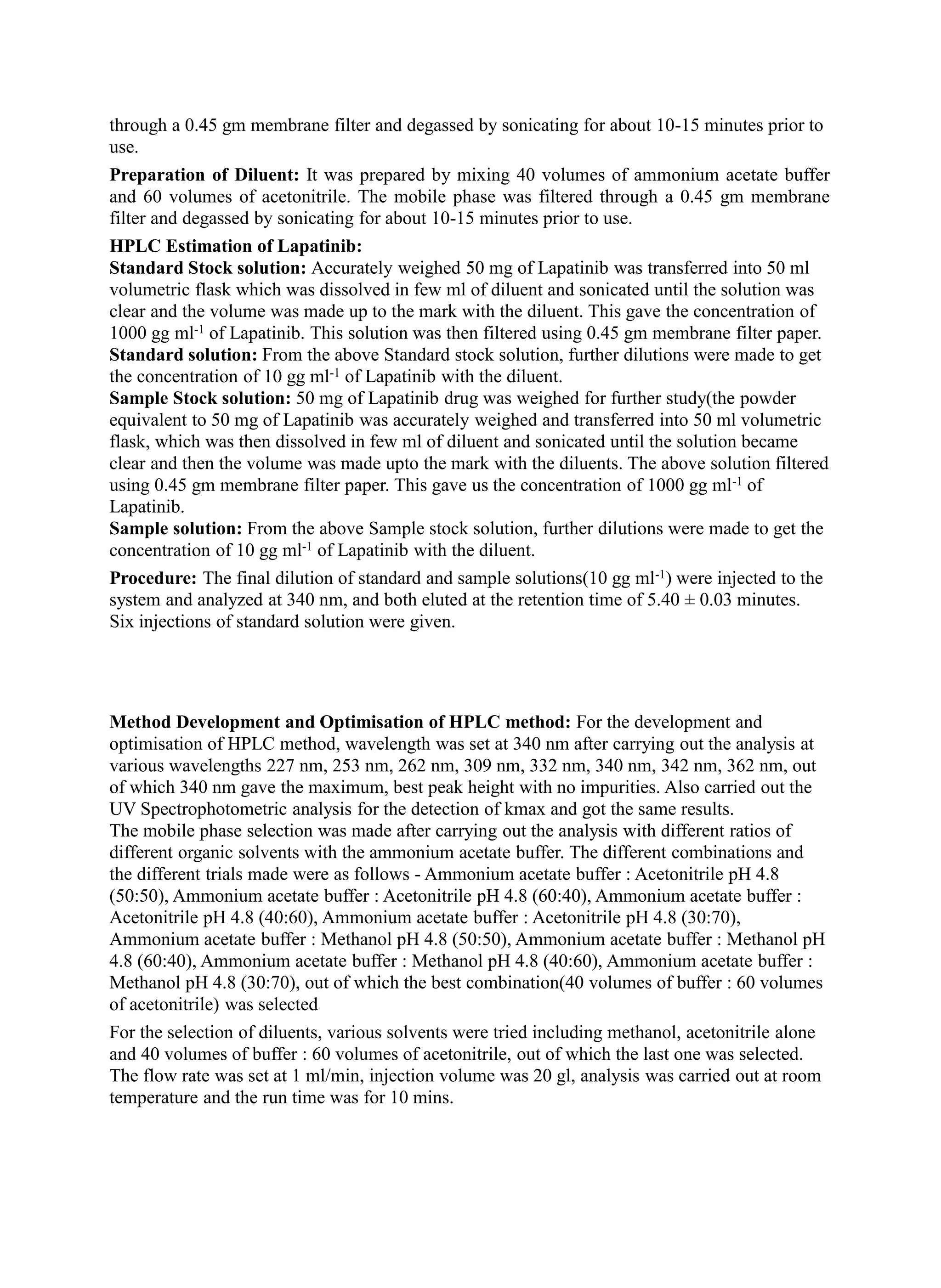 DESIGN OF EXPERIMENTS TO DEVELOP AND VALIDATE NEW ANALYTICAL METHODS FOR QUANTITATIVE ESTIMATION ...