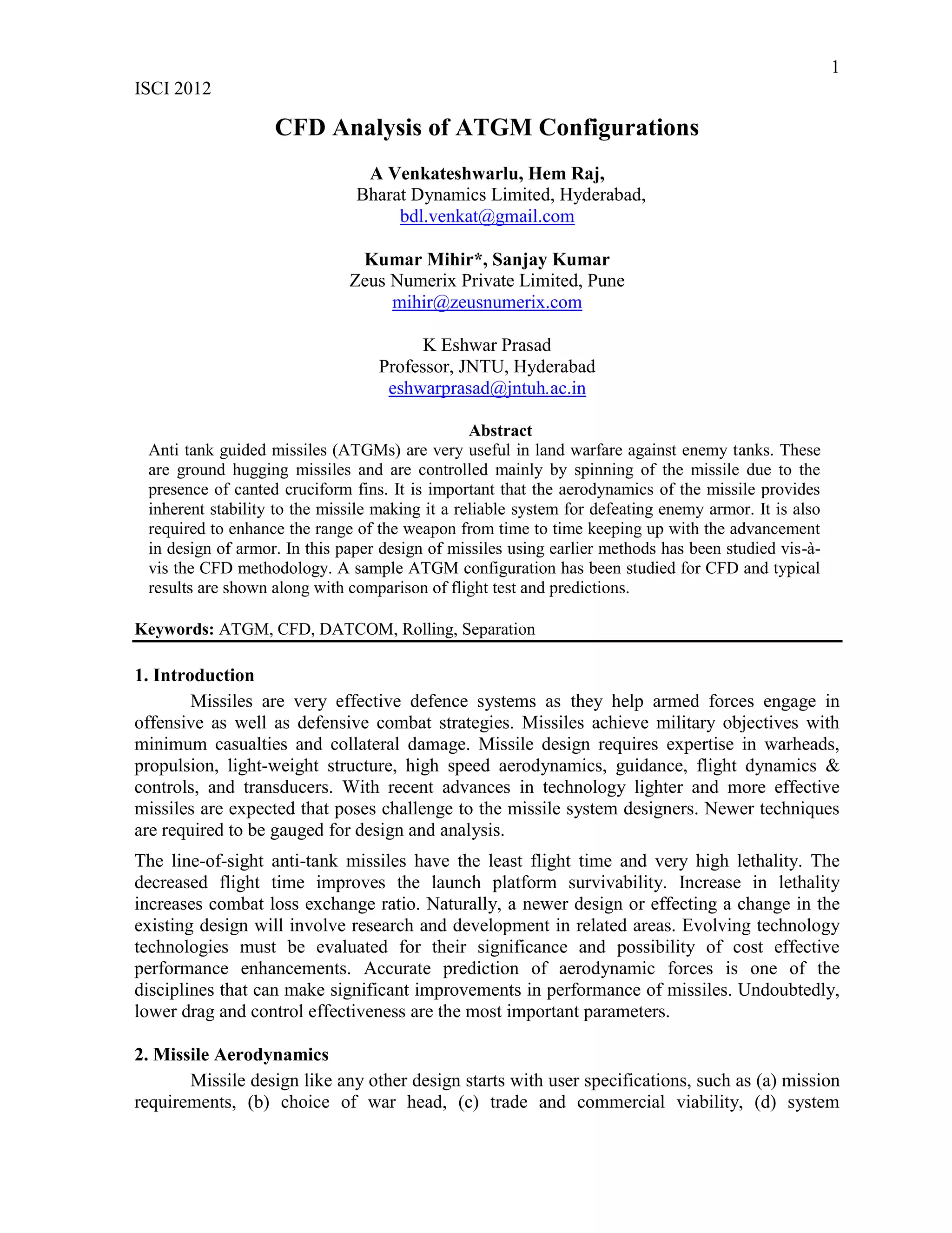 CFD Analysis of ATGM Configurations -- Zeus Numerix | PDF