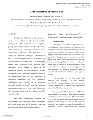 Simulations Of Unsteady Flow Around A Generic Pickup Truck Using Reynolds Averaged Navier Stokes ...
