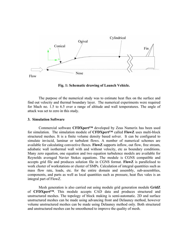 Estimation of Heat Flux on A Launch Vehicle Fin at Hypersonic Mach Numbers -- Zeus Numerix | PDF