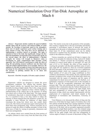Numerical Simulation Over Flat-Disk Aerospike at Mach 6 | PDF
