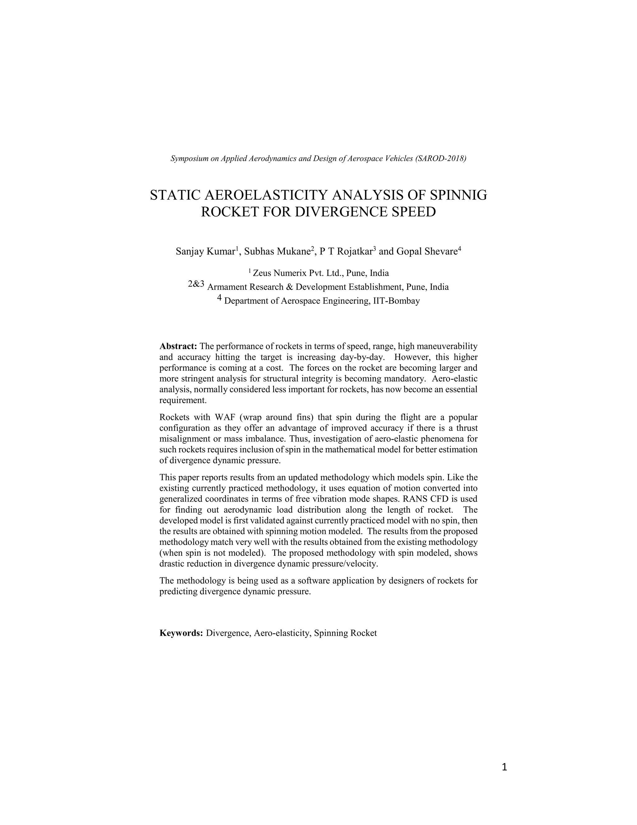 Static Aeroelasticity Analysis of Spinning Rocket for Divergence Speed ...
