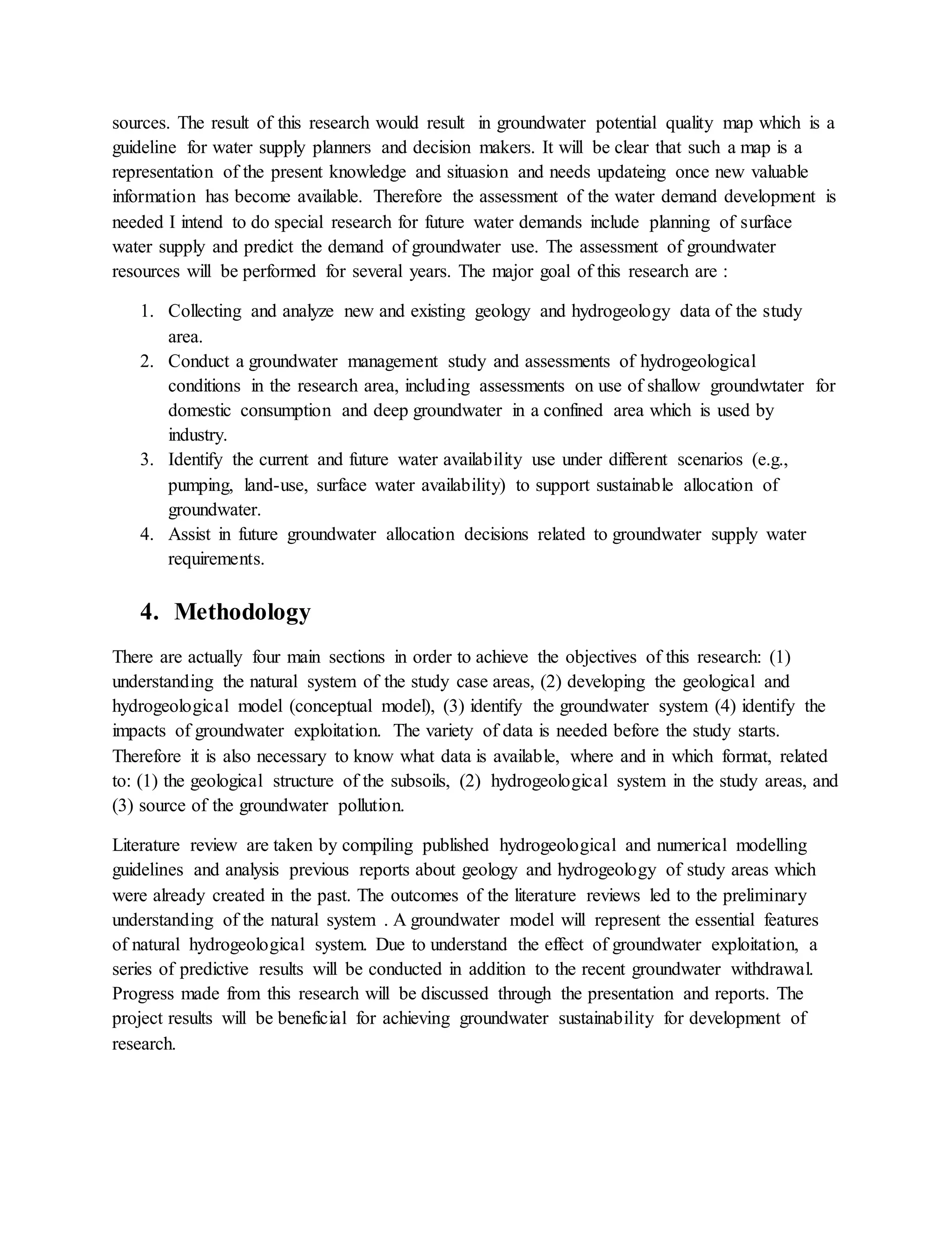 Research Proposal-Assessment of the Potential Impacts of Humans to ...