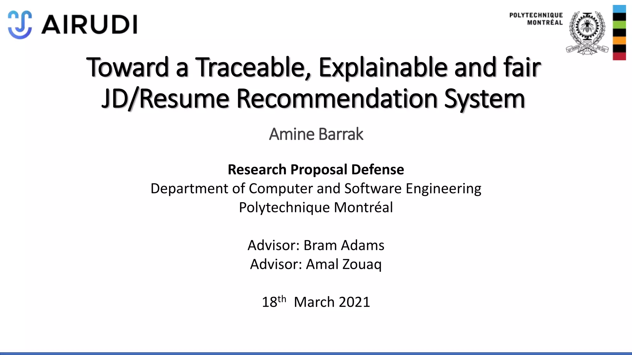 Toward a Traceable, Explainable and fair JD/Resume Recommendation ...