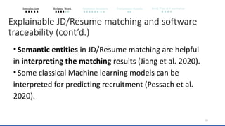 Toward a Traceable, Explainable and fair JD/Resume Recommendation System | PPTX