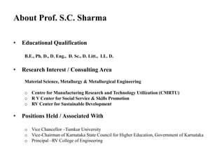 Research productivity-Prof.sharma-tumkur-uni-presentation-1 | PPTX