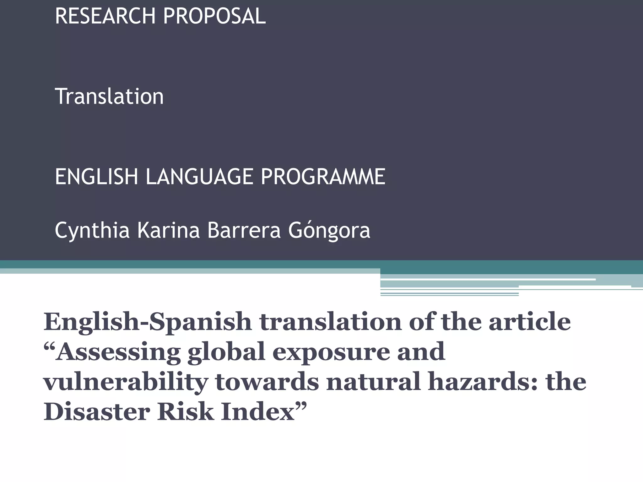 English to Spanish article: Assessing global exposure and vulnerability ...