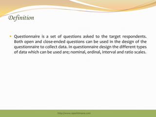 Questionnaire Design | PPTX