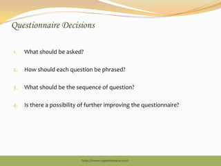 Questionnaire Design | PPTX