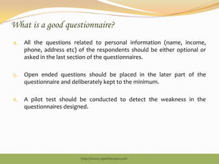 Questionnaire Design | PPTX