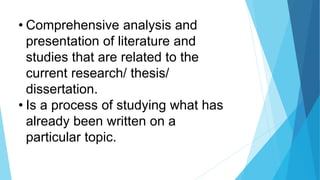 RESEARCH REVIEW OF RELATED LITERATURE AND STUDY | PPT