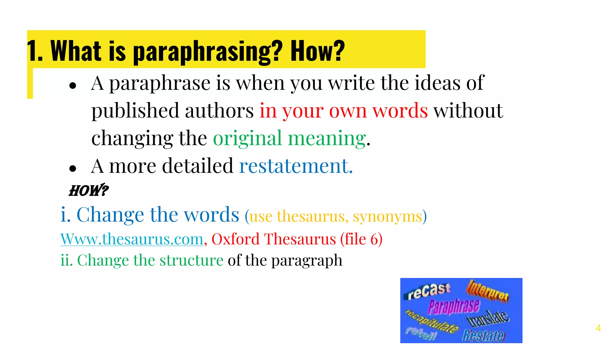 Research 07. paraphrase, remove plagiarism | PPTX