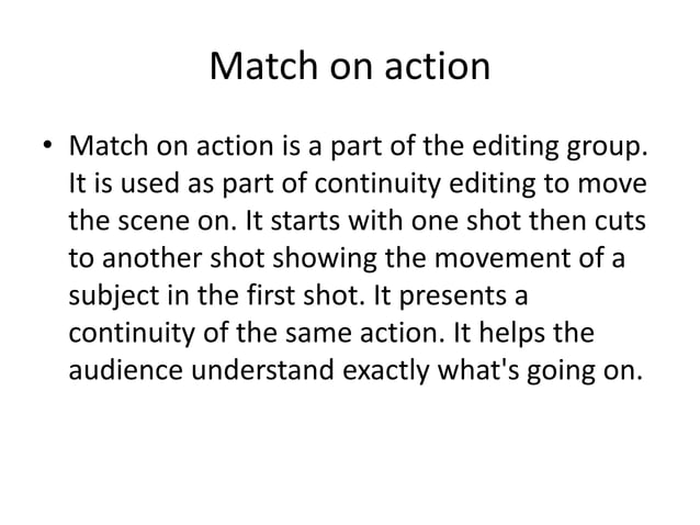 Research 180 degree rule, match on action | PPT