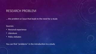 Identifying a Research Problem by Creswell book | PPTX