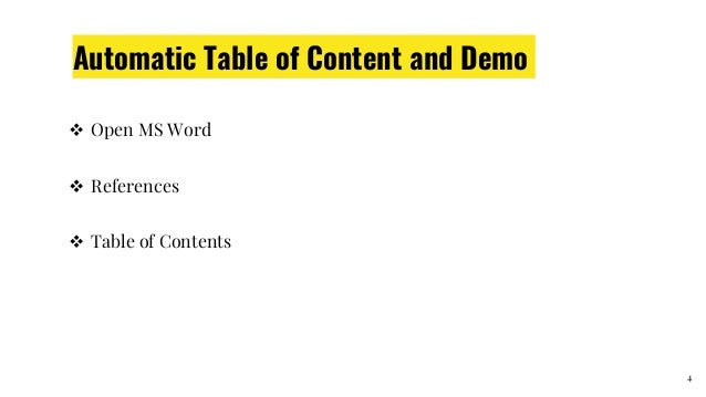 Research 22. Code 0045. Automatic Table of content | PPTX