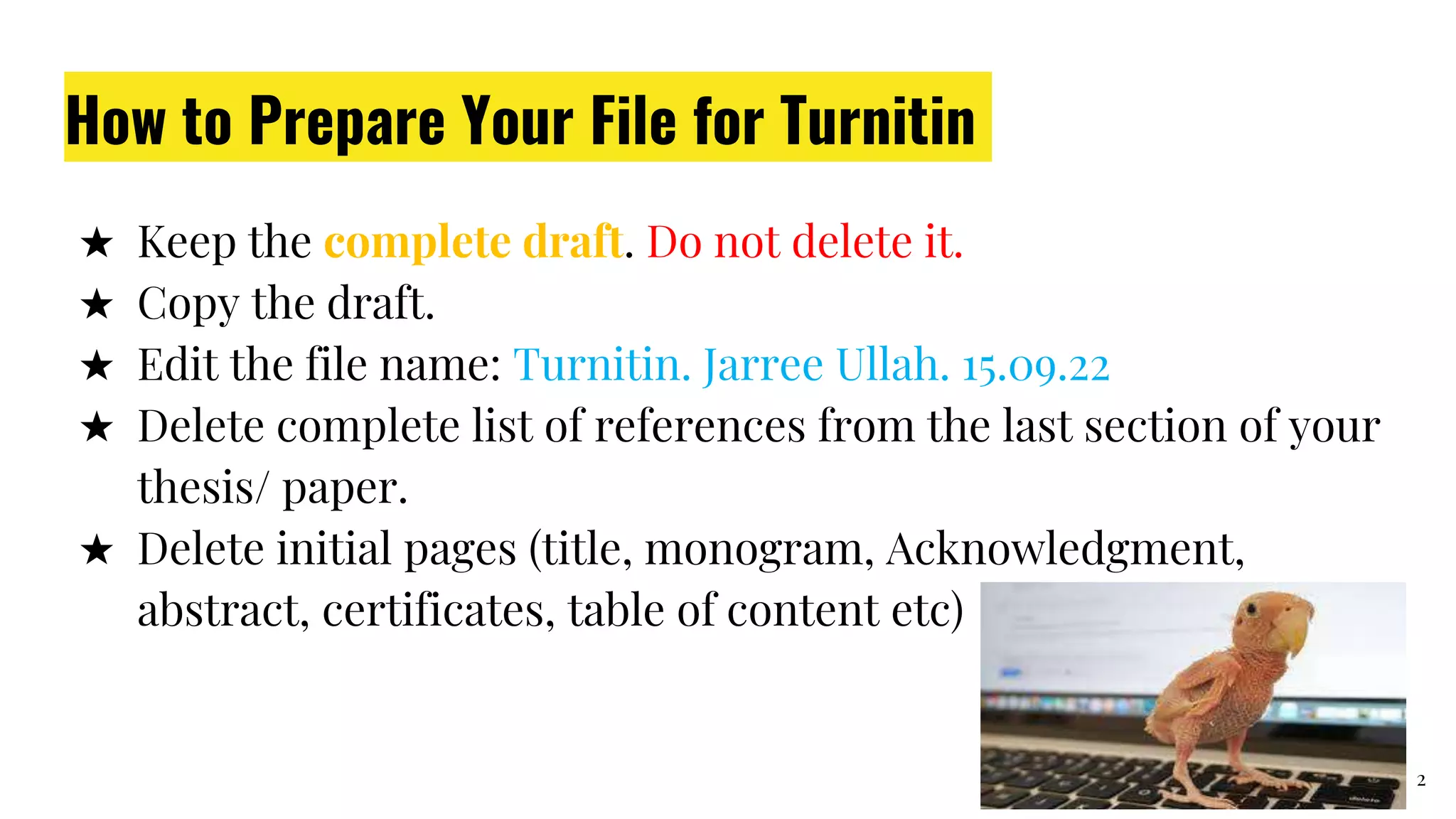 Research 35. How to Prepare Your File for Turnitin. Code. 100.pptx