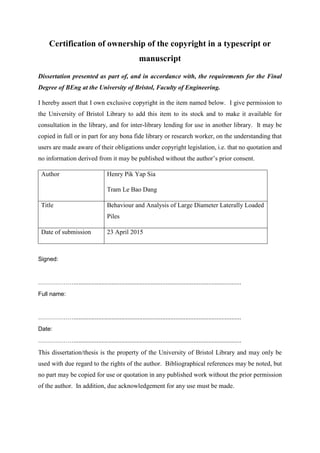 Behaviour and Analysis of Large Diameter Laterally Loaded Piles | PDF