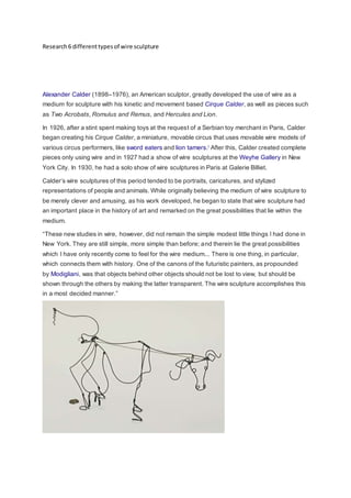 Research 6 different types of wire sculpture | DOCX