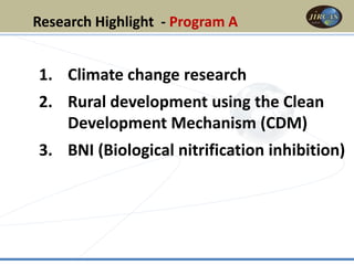 Research Activities at JIRCAS | PPTX