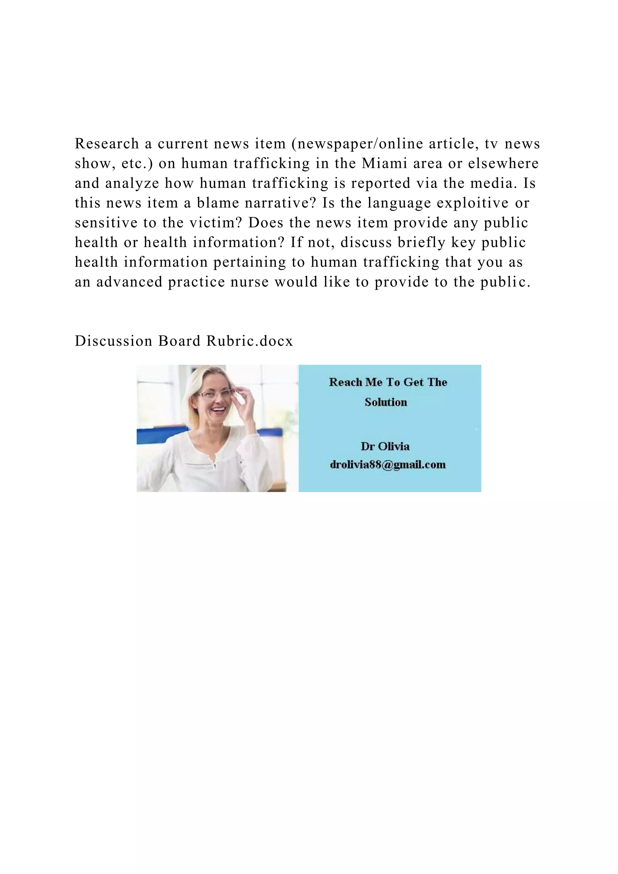 Research a current news item (newspaperonline article, tv news .docx