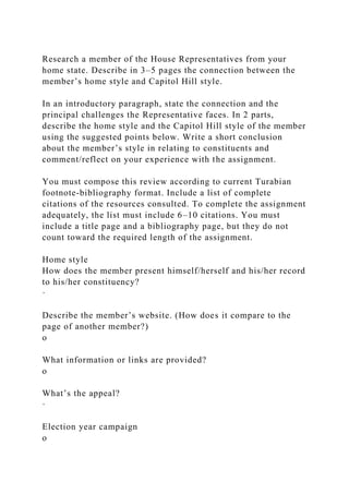 Research a member of the House Representatives from your home state..docx