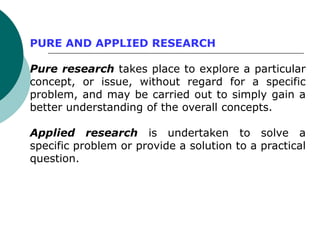 Research and its types.. Research methodology | PPT